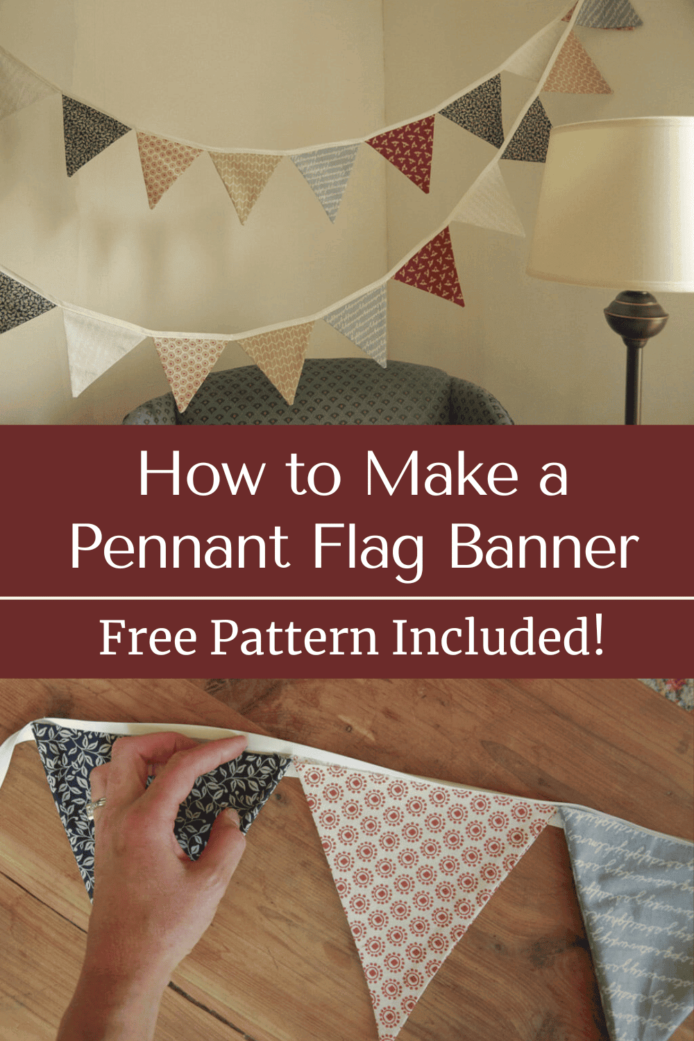 How to Make a Pennant Flag Banner - Free Pattern - Sweet Meadow Farmhouse